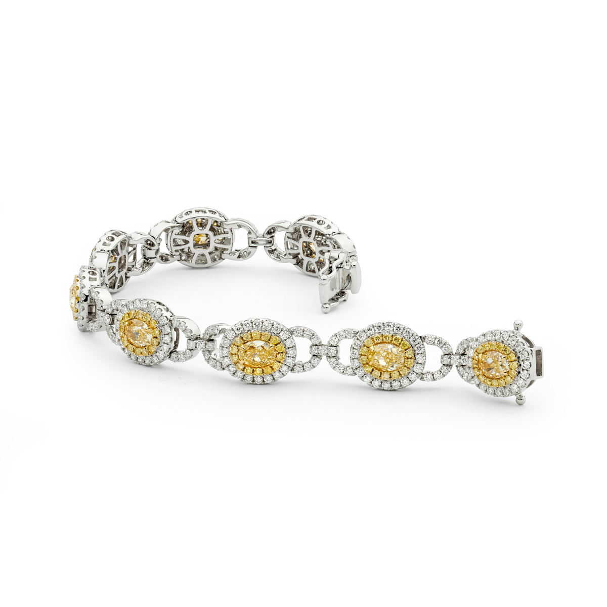 18ct White Gold, Yellow & White Diamond Link Bracelet – Matthew Ely ...