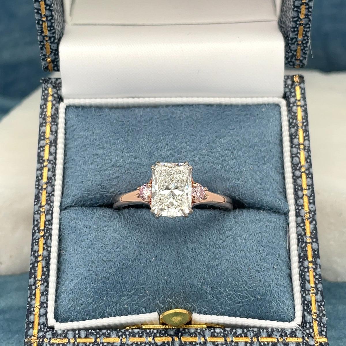 Radiant-Cut & Argyle Pink Diamond Engagement Ring | Custom Made ...