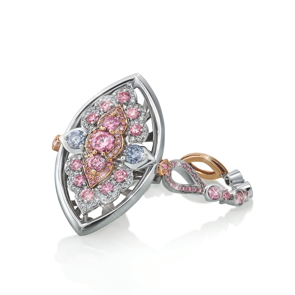 'Chantilly' Argyle Pink & White Diamond Cocktail Ring/Necklace ...