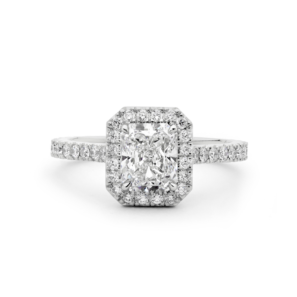 Platinum & Radiant Cut Diamond Engagement Ring | Matthew Ely Jewellery